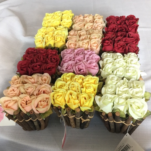 Accents | Set Of A Dozen Potted Stick Vase Faux Roses | Poshmark